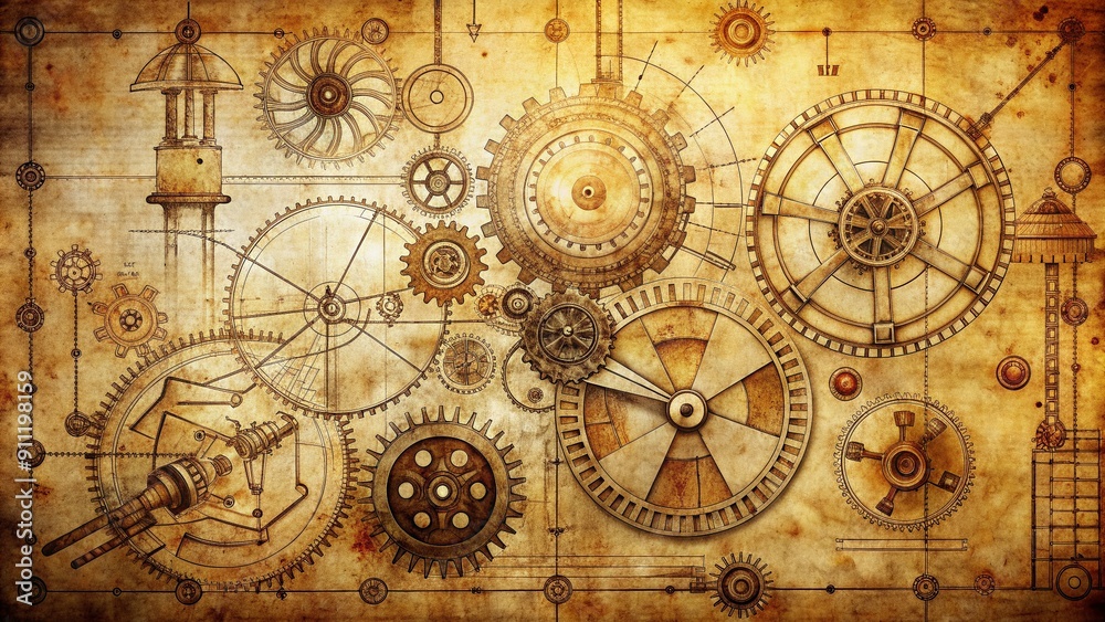 Intricate vintage drawings of inventions and scientific concepts ...