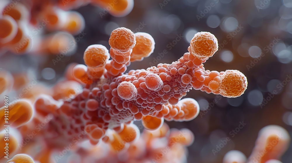 Fungal spores germinating, microbiology infections replication, fungal ...