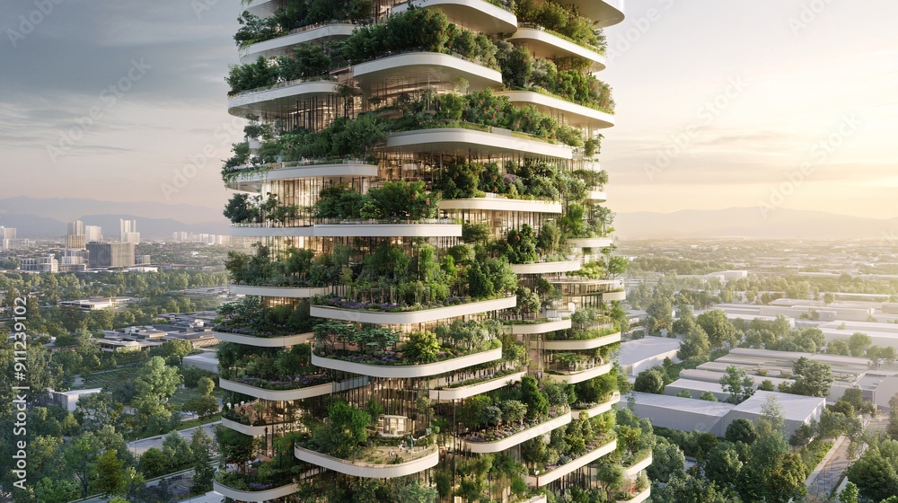 ภาพประกอบสต็อก 06081453 01 The bio-dome city of the future stands as a ...