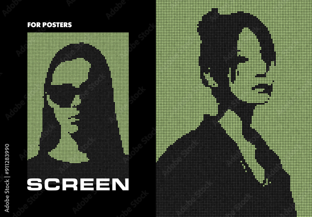 LCD Screen Poster Photo Effect Mockup Stock Template | Adobe Stock