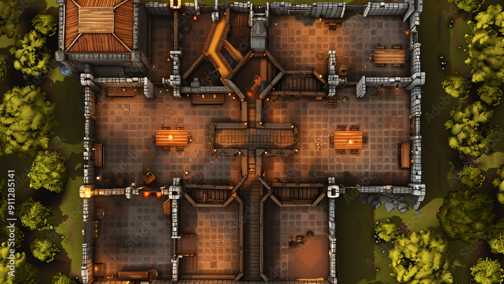 Castle Battle Map for RPGs, Dungeons & Dragons, Tabletop Role-Playing ...