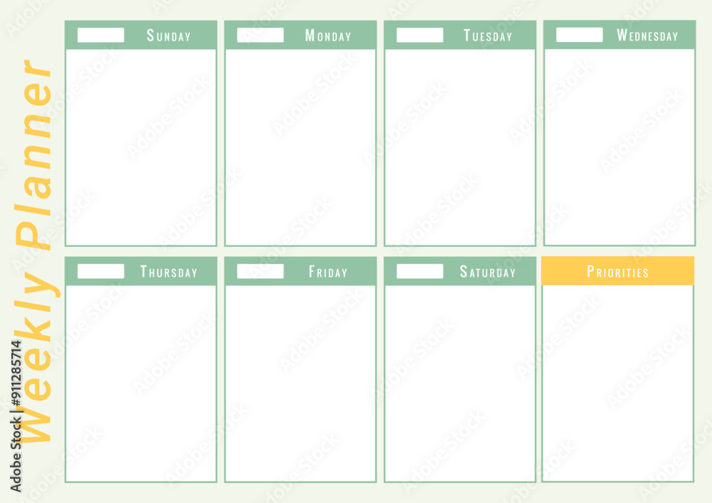 Weekly personal plan. Template with space for schedule by days of the ...