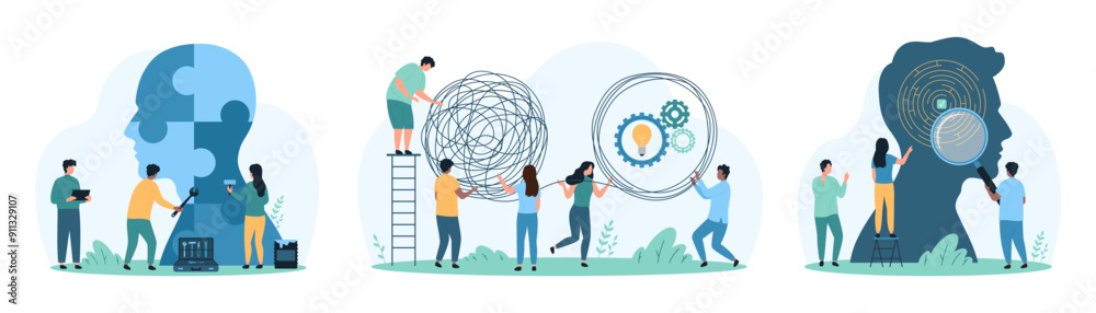 Process solving of complicated difficult problem, psychotherapy set ...