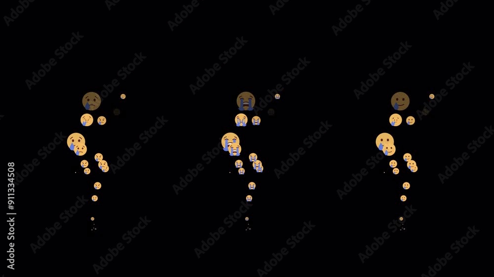 Emoticon feeling sad symbol animated on transparent background. Smiling ...