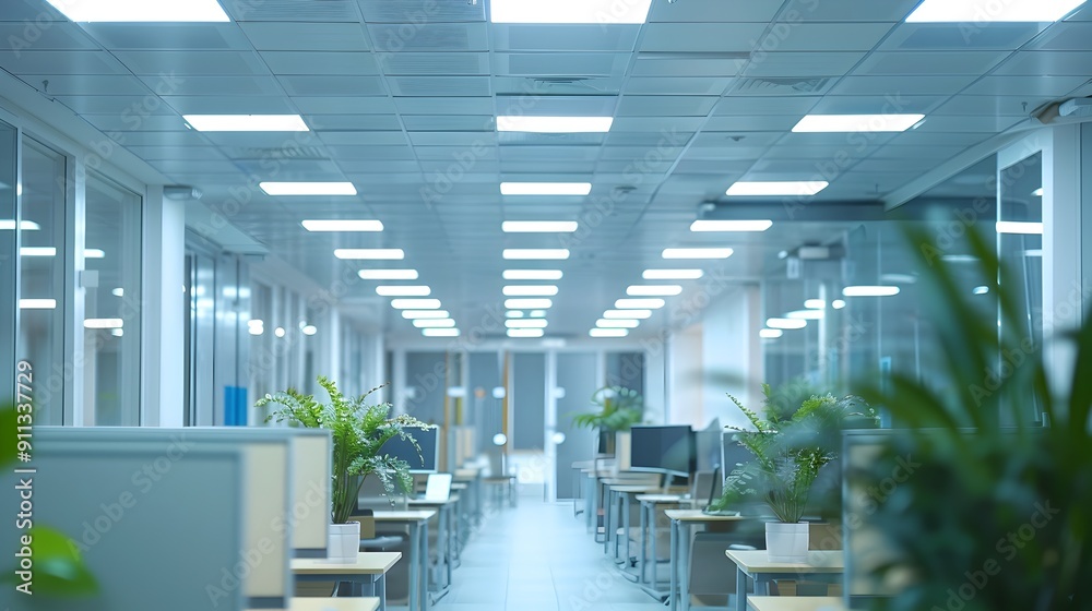 Eco-Efficient LED Lighting in a Modern Office Workspace for Enhanced ...