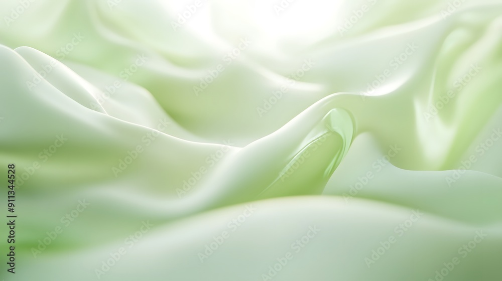 Emerald Dreams: Luxurious green satin fabric drapes and flows, catching ...