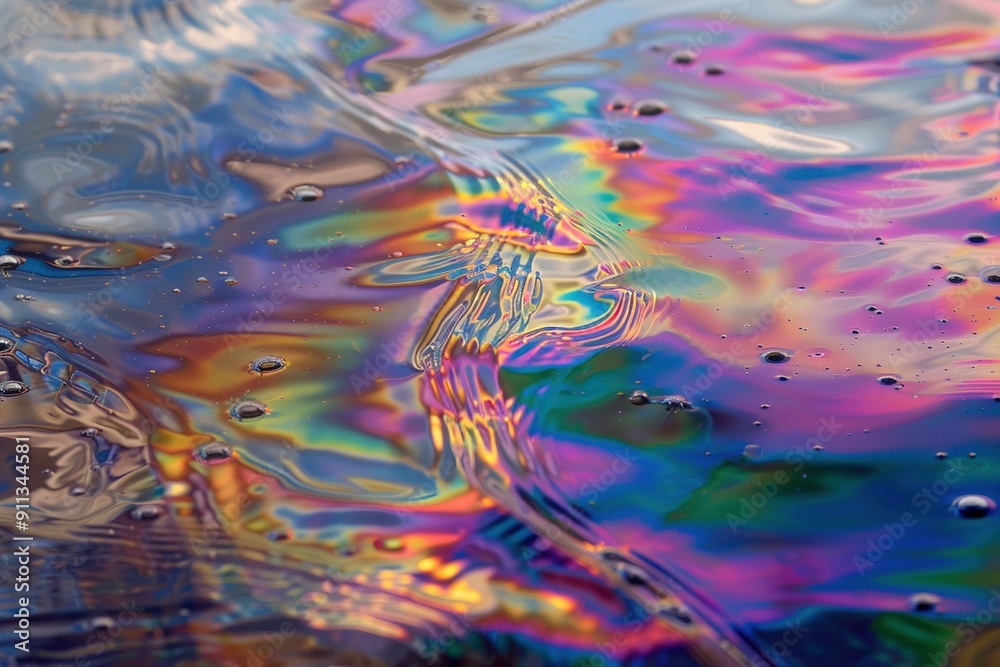 Colorful Oil Spill: A photo of an oil spill on water with vibrant ...