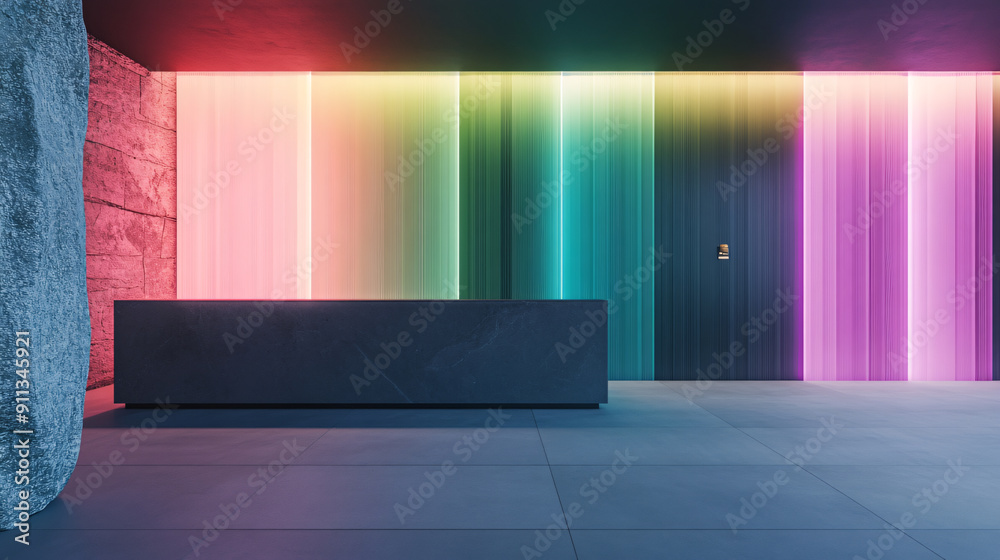 architectural photography, perspective, interior space, vertical light ...