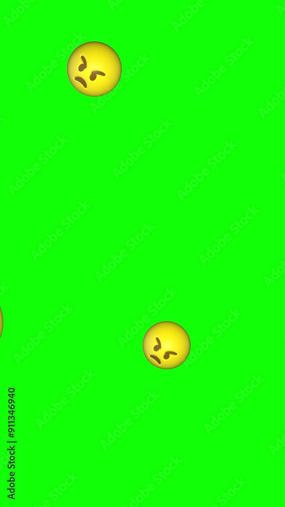 Rain of emojis angry falling on green screen background. Mad emoticons ...