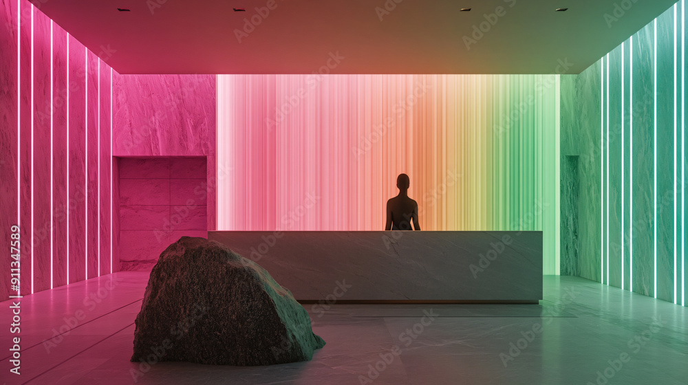 architectural photography, perspective, interior space, vertical light ...