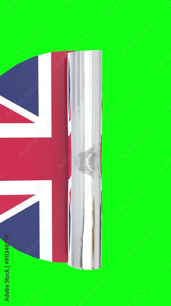 UK United Kingdom or Union Jack circular sticker on green screen ...
