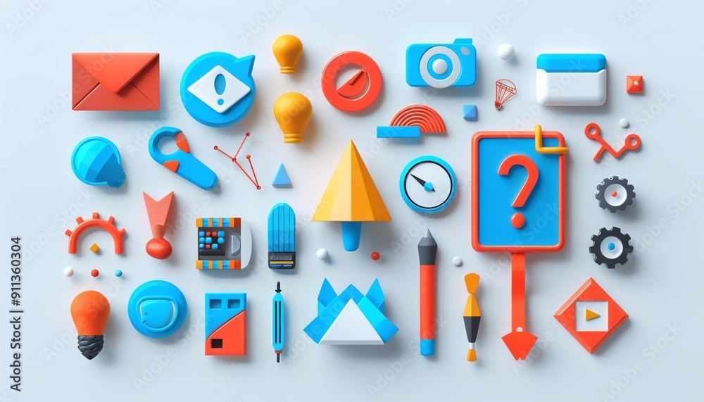 Clean and organized banner design, toolkit, exclamation mark, and tips ...