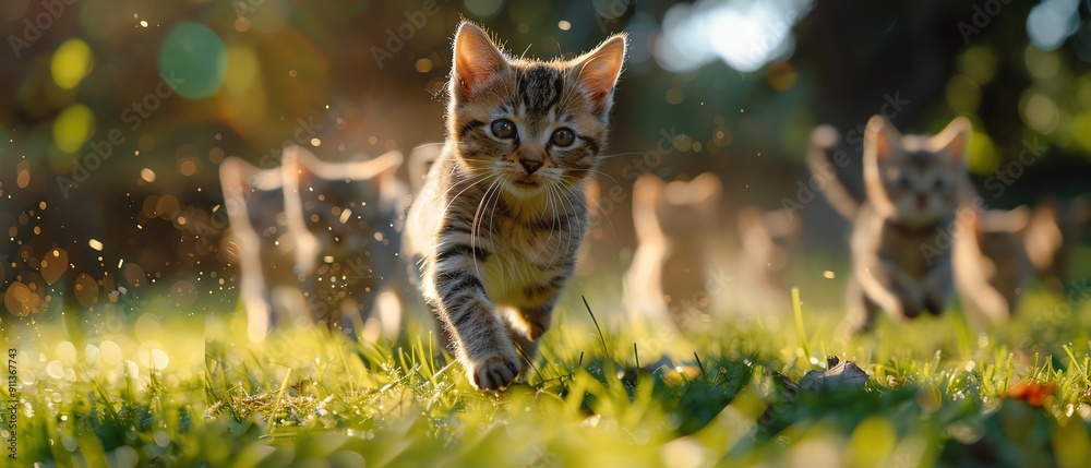 Realistic photography of cats running at park, high resolution 8K ...