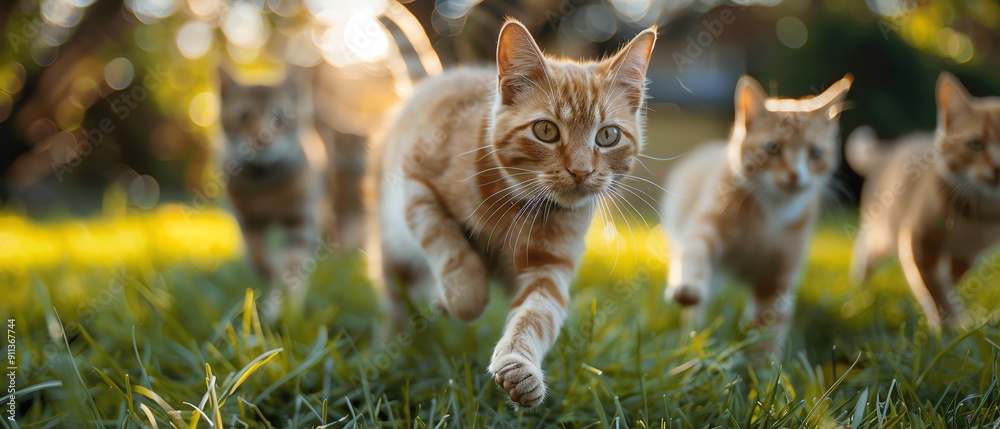 Realistic photography of cats running at park, high resolution 8K ...
