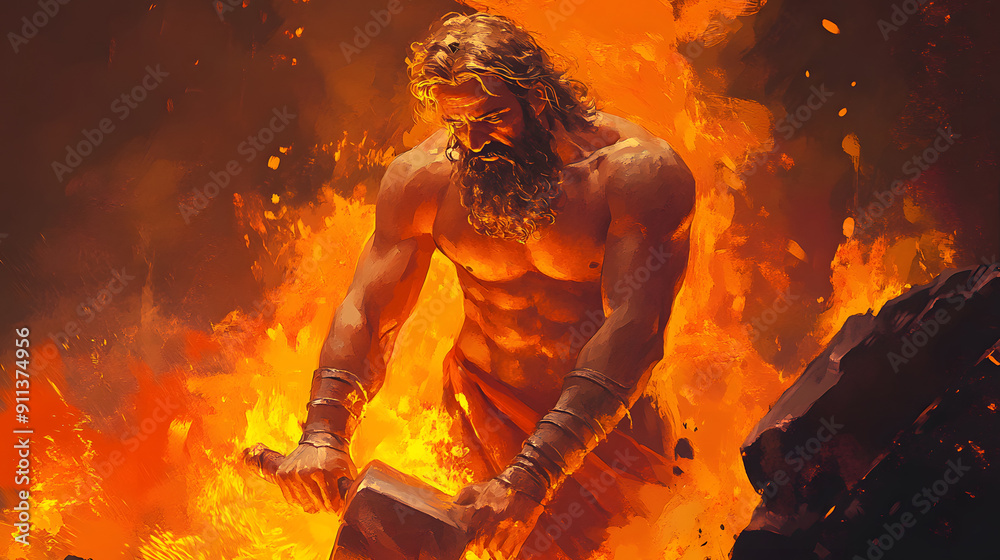 Greek god Hephaistus illustration, God of fire, metalworking, and ...