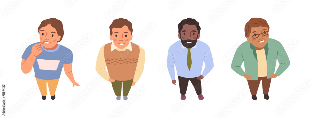 Overhead people from different social strata looking up. Vector ...