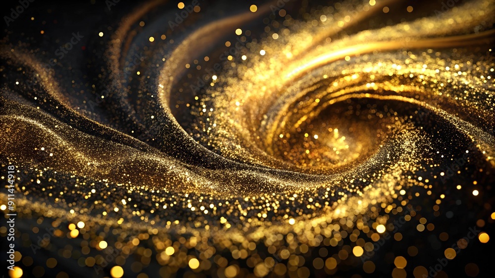 Abstract Gold Dust Symphony - A shimmering tapestry of black and gold ...