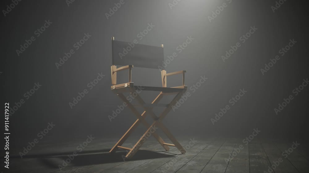 Directors Chair On A Movie Set In A Dense Fog Soft Dim Spotlight ...
