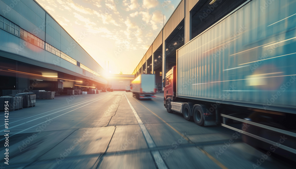 Concept transport logistique routier avec parc de camion et plateforme ...