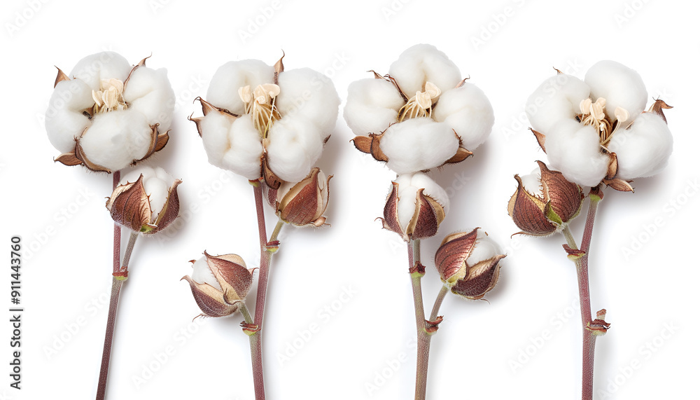 Cotton plant flower isolated on white background with clipping path and ...