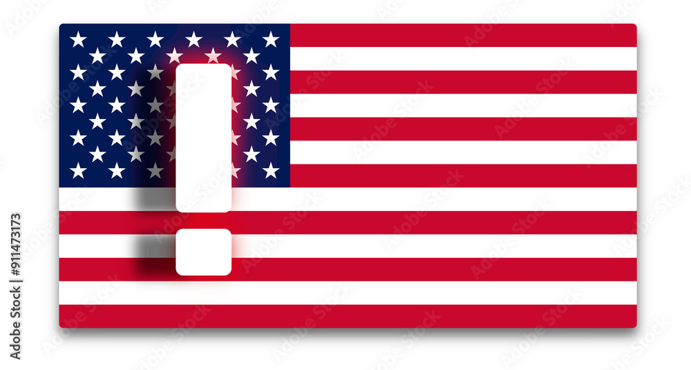flag of the United States of America and exclamation mark with red ...