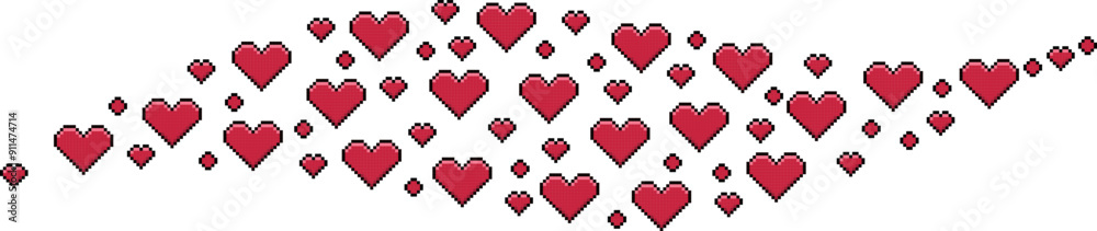 Pixel art y2k flying hearts swoosh in the mood of 90s aesthetics ...