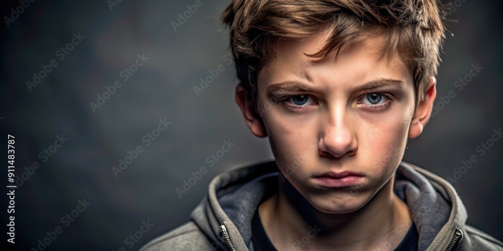 Teenage boy with a rebellious attitude and tough appearance, rebellious ...