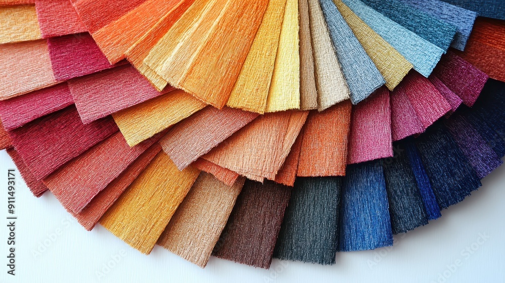 Color palette swatches in fan shape, vibrant paint samples for interior ...