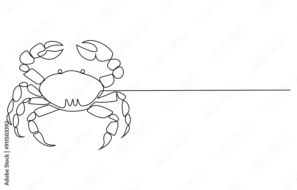 abstract Crab with Claws Continuous One Line Drawing, Crab in ...