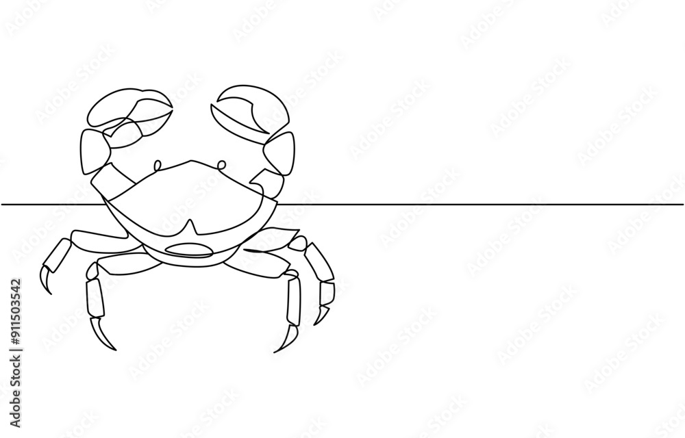 abstract Crab with Claws Continuous One Line Drawing, Crab in ...