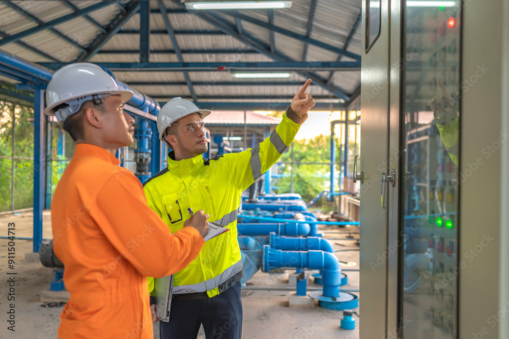 Electrical engineer man checking voltage at the Power Distribution ...