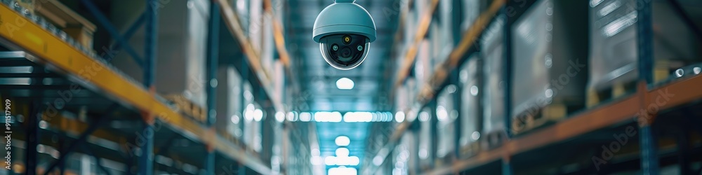 CCTV Camera Monitoring Storage Units Surveillance System in Warehouse ...