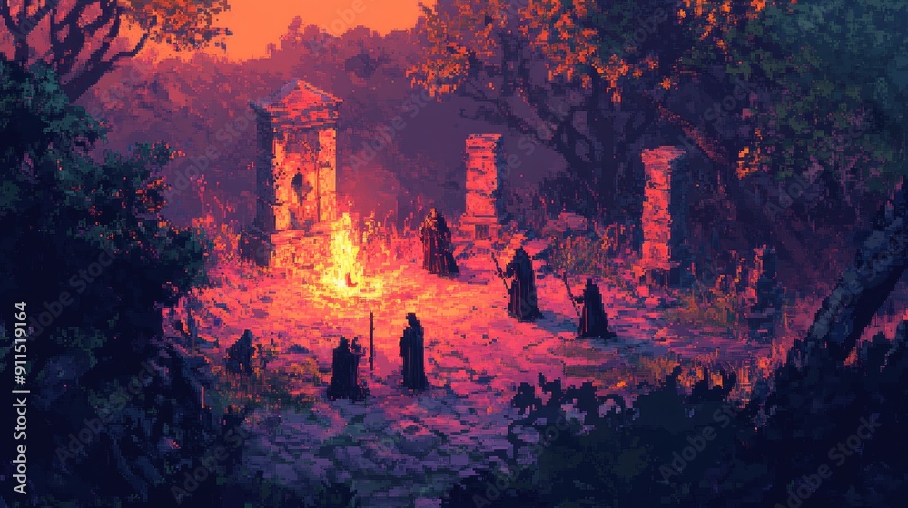 32x32 pixel art necromancers summoning undead in various poses for a ...