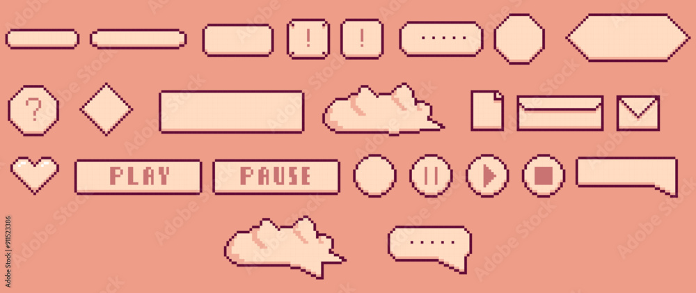 Pixel Art Speech Boxes, Dialogue Boxes Assets for retro Games, speech ...