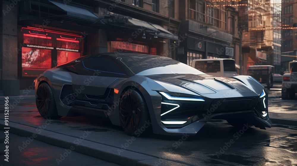 Design a futuristic police car with enhanced surveillance systems, AI ...