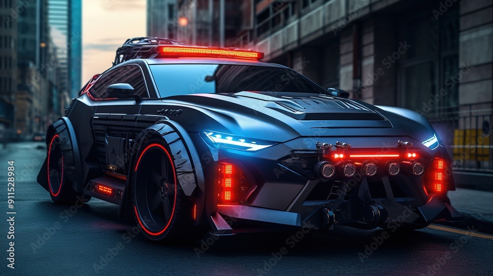 Design a futuristic police car with enhanced surveillance systems, AI ...