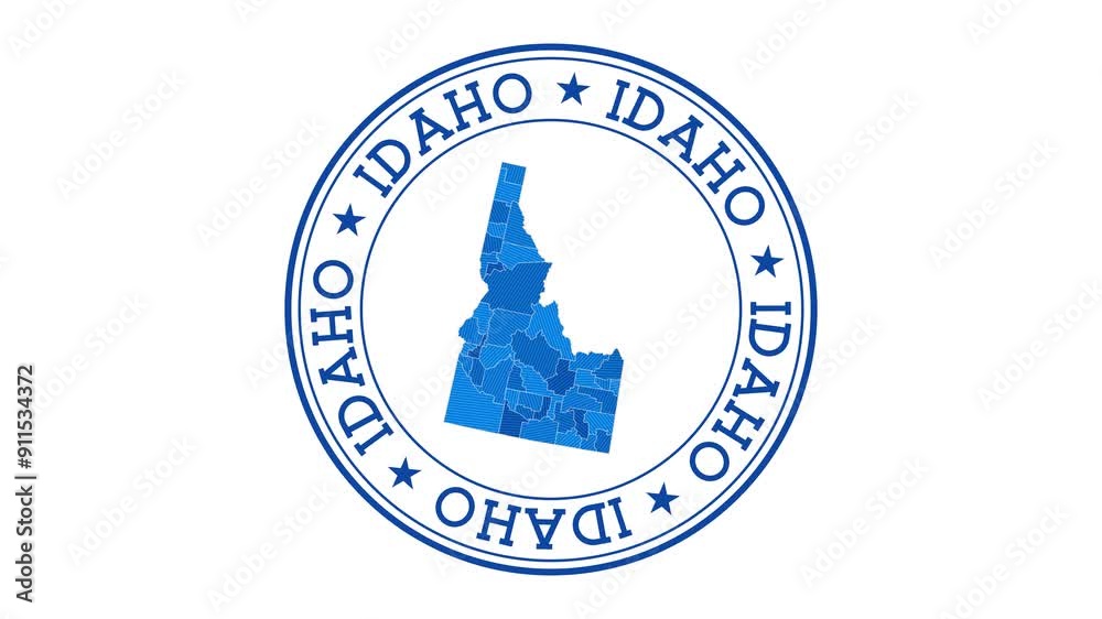 Idaho intro. Badge with the circular name and map of US state. Idaho ...
