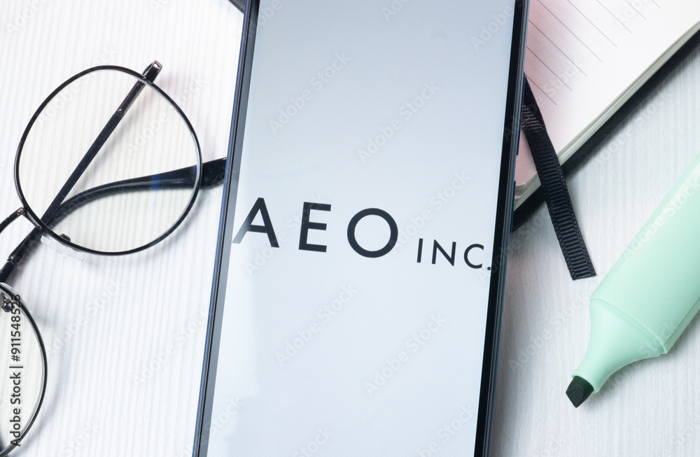 New York, USA - 1 August 2024: AEO inc Logo on Phone Screen, Company ...