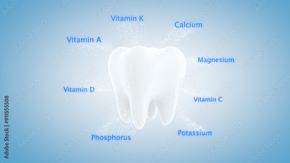 Vitamins and minerals to strengthen teeth. Food substances from ...