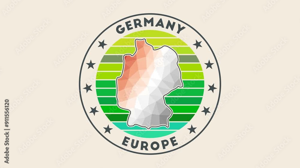 Germany intro video. Badge with the circular name and map of the ...