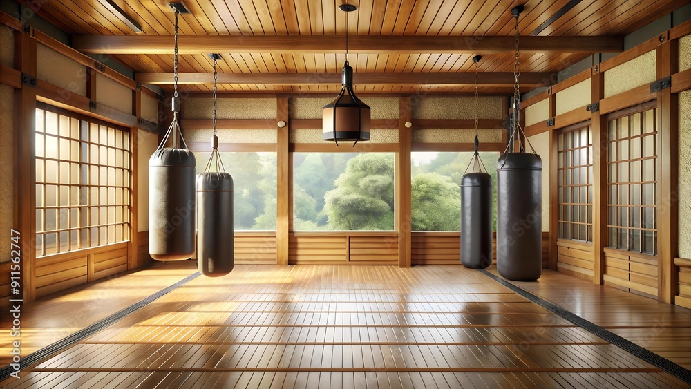 Ancient Wisdom Embodied: A Traditional Dojo Interior with Wooden ...