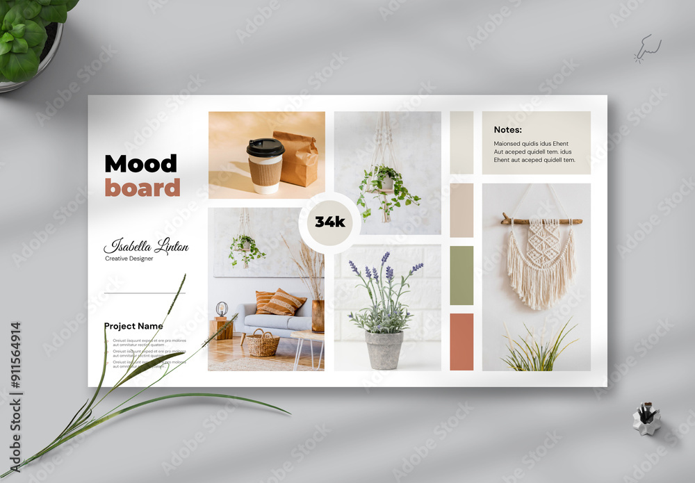 Simple Moodboard Layout With Light & Dark Accents Stock Template ...