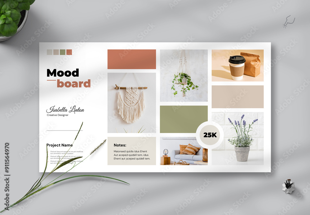 Simple Moodboard Layout With Dark & Light Variation Stock Template ...