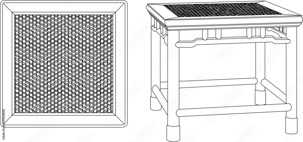 Vector sketch illustration silhouette design detail of Chinese ...