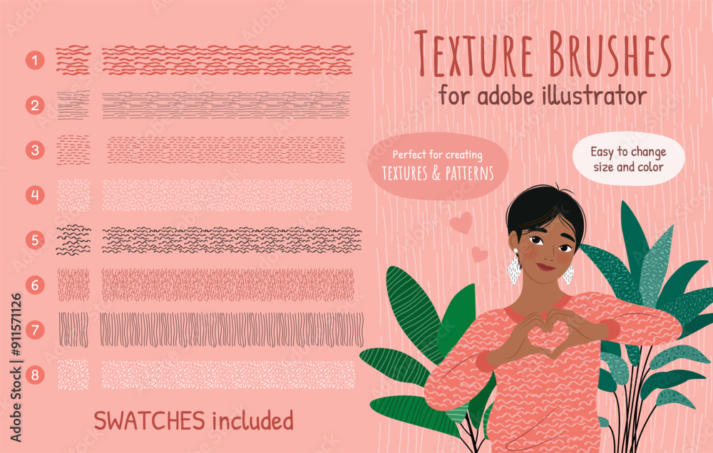 Textured and grain scatter brushes. Set of abstract grunge brushes ...