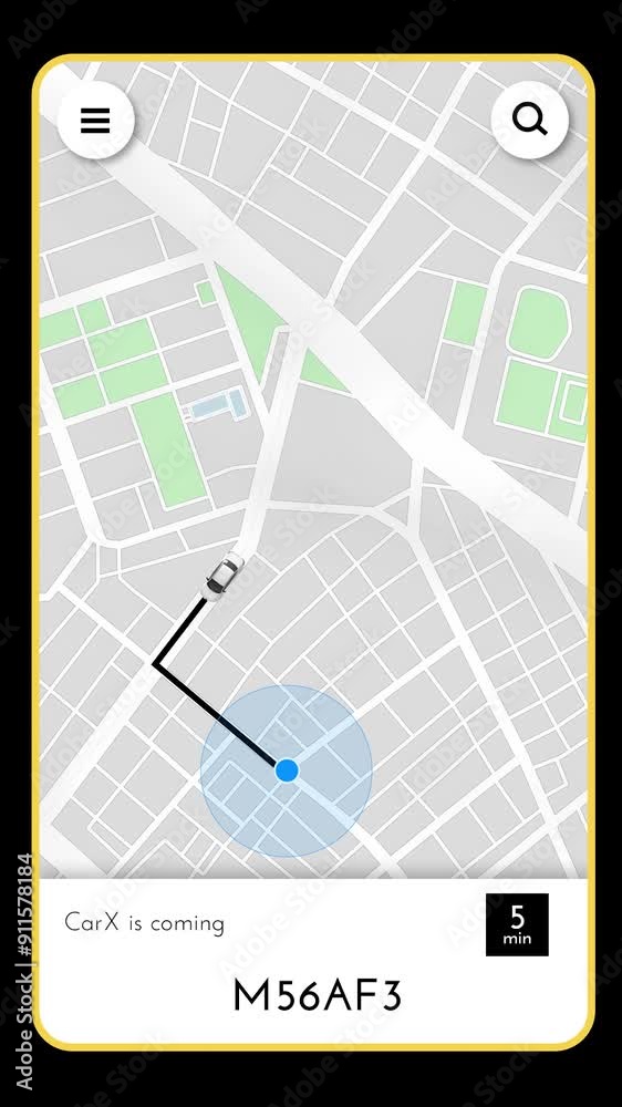 Taxi service online application. Top view of modern city map with location pins. Taxi mobile app ...