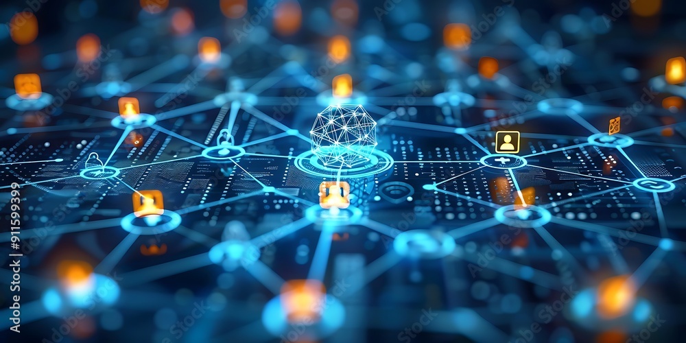 CRM Hub of Connectivity, central hub with interconnected lines ...