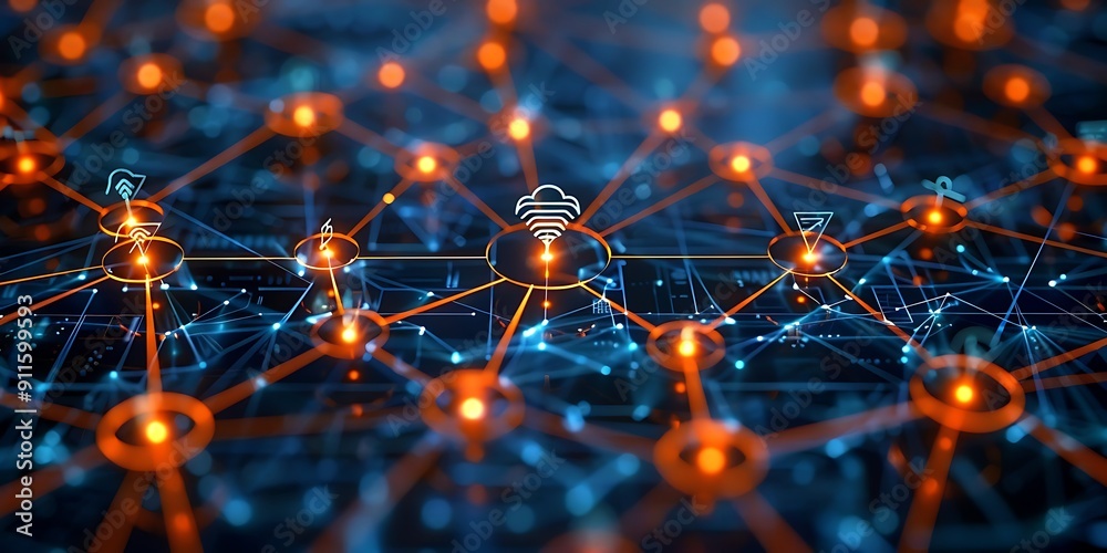 CRM Hub of Connectivity, central hub with interconnected lines ...