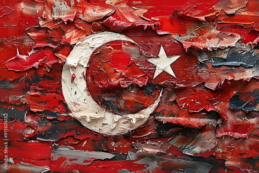 This minimalist illustration of the Turkish flag features a simple ...