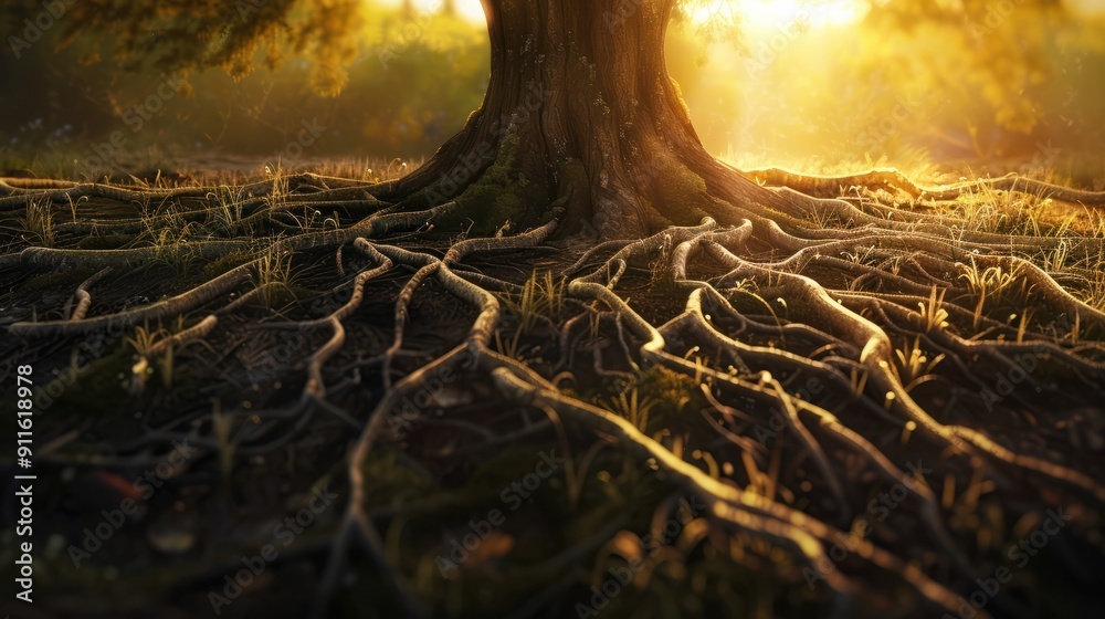 Tree root network as a metaphor for exploring family genealogy Stock ...